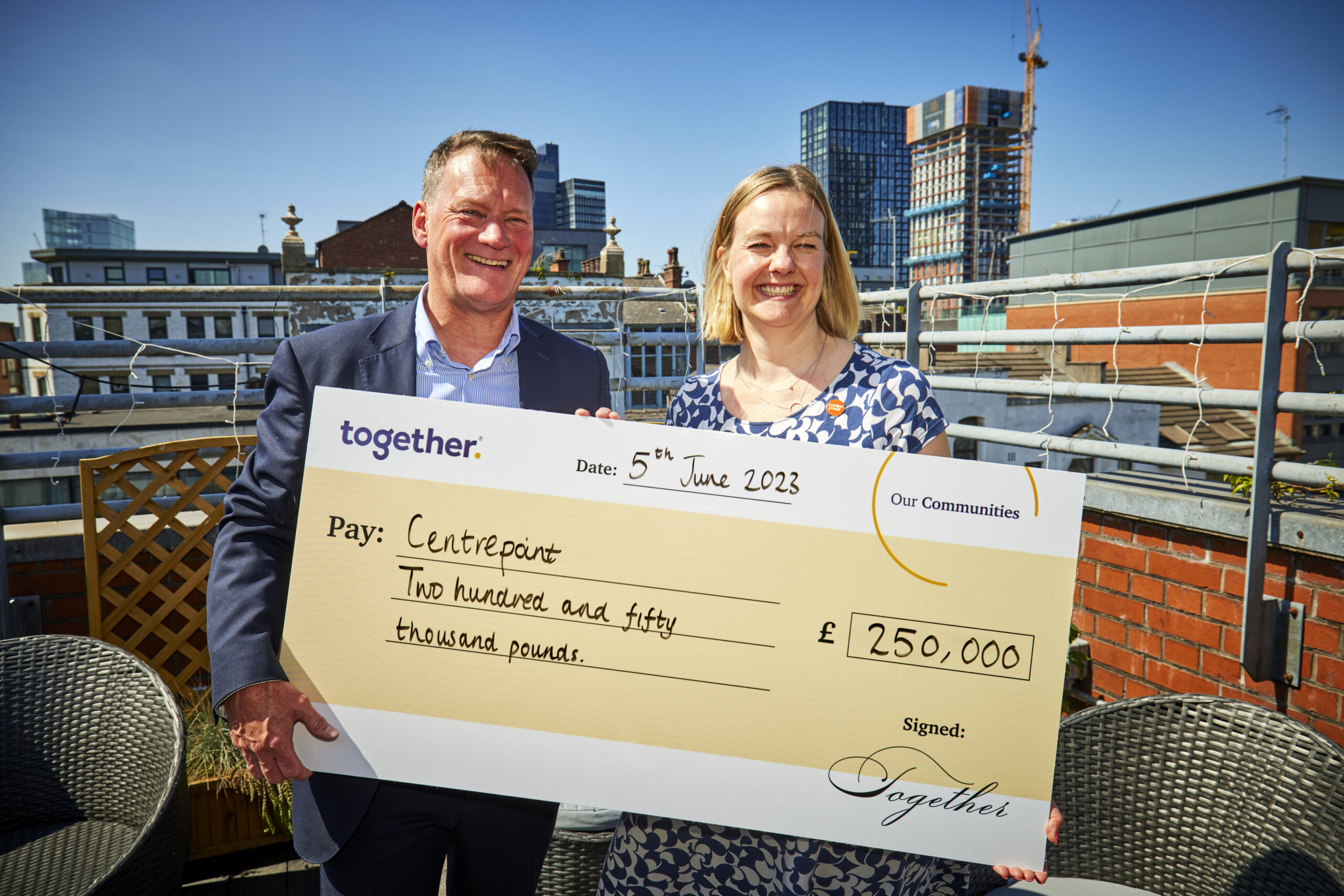 Together provides quarter of a million donation to Centrepoint - pro ...